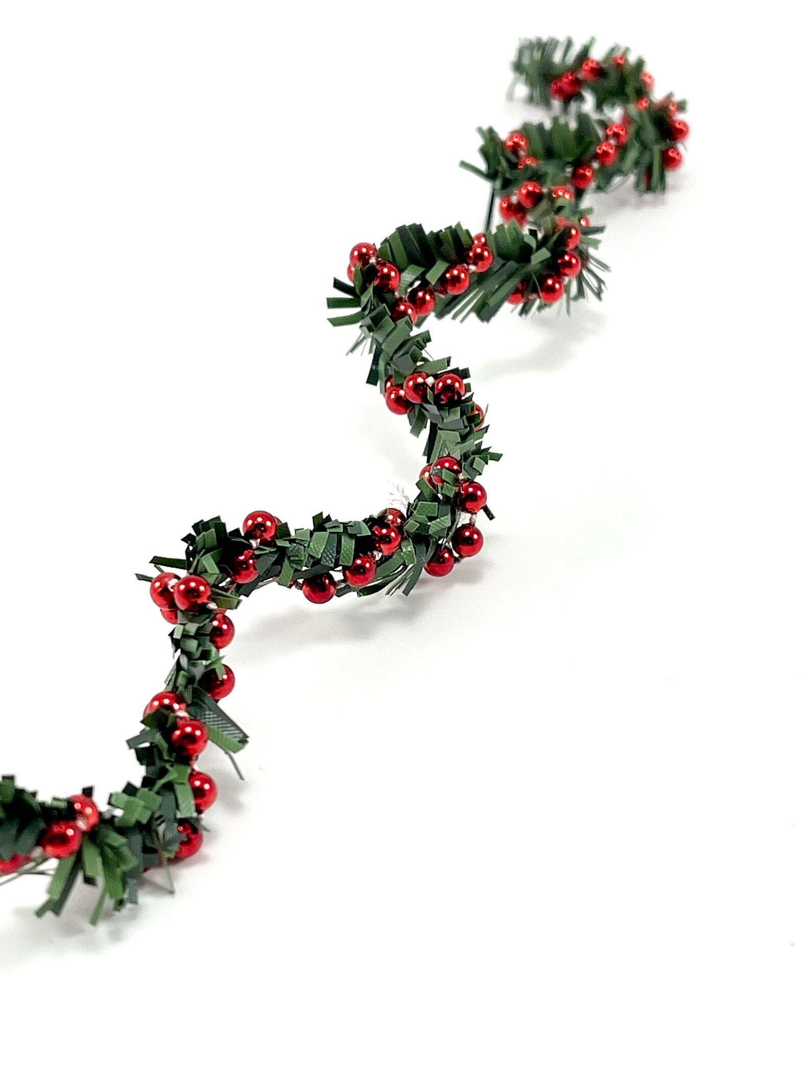 Miniature Christmas Garland, Artificial Pine Wired Roping With Assorted ...