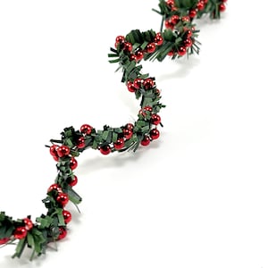 Miniature Christmas Garland, Artificial Pine Wired Roping With Assorted ...