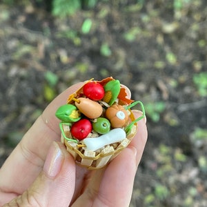 Miniature Harvest Basket, Fall Miniatures, Mini Bushel Basket, Autumn ...