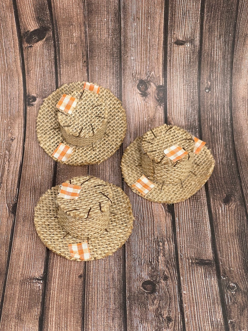Miniature Scarecrow Hat, Burlap Hat, Doll Hat, Fall Miniatures, Tiered ...