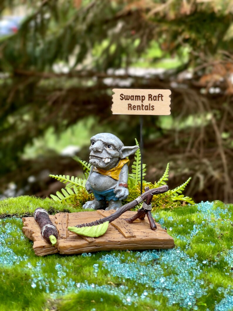 Miniature Swamp Raft, Miniature Troll, Miniature Sign, Fairy Garden ...