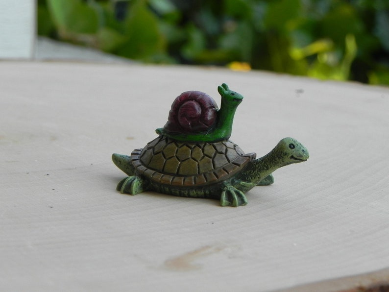 Fairy Garden Turtle and Snail along for the ride miniature | Etsy