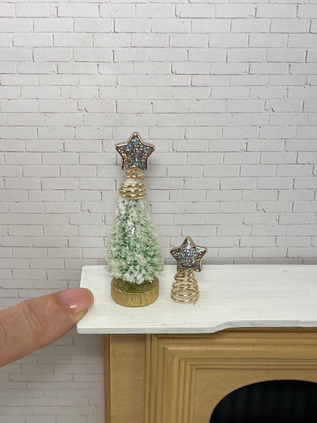 Miniature Christmas Tree Topper, Gold Glitter Star Embellishment ...
