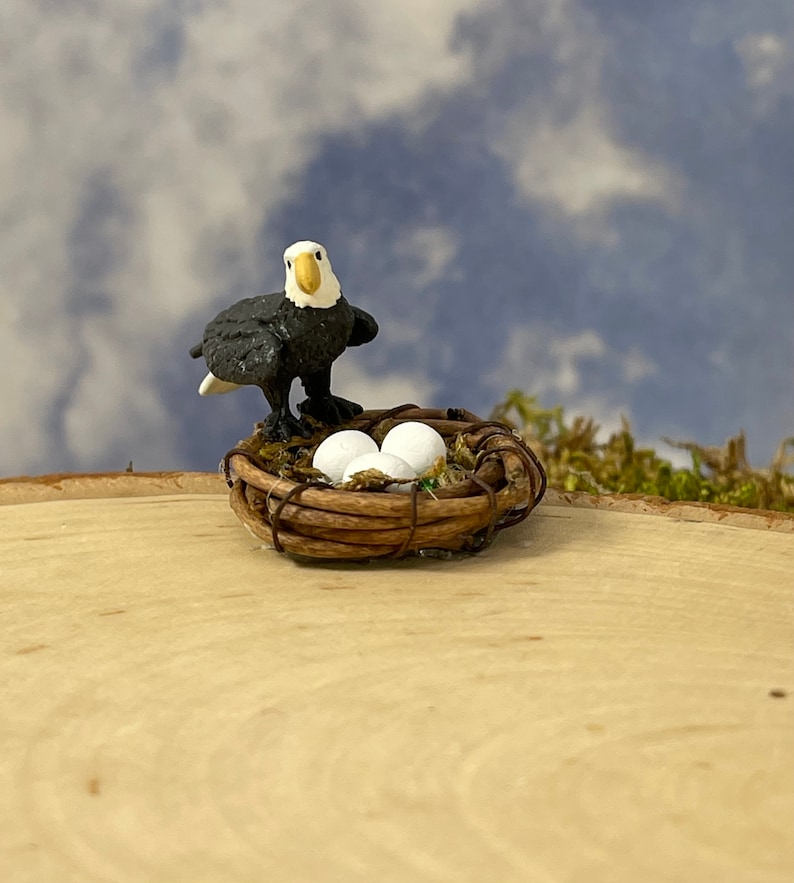 Miniature Bald Eagle, Mini Eagle, Miniature Nest, Fairy Garden ...