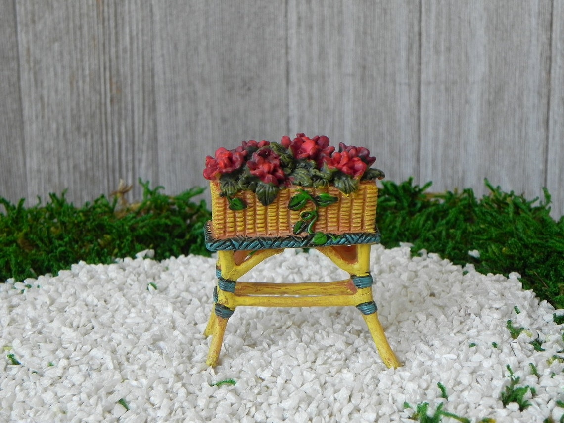 Miniature Plant Stand Artificial Geranium Flowers Fairy | Etsy