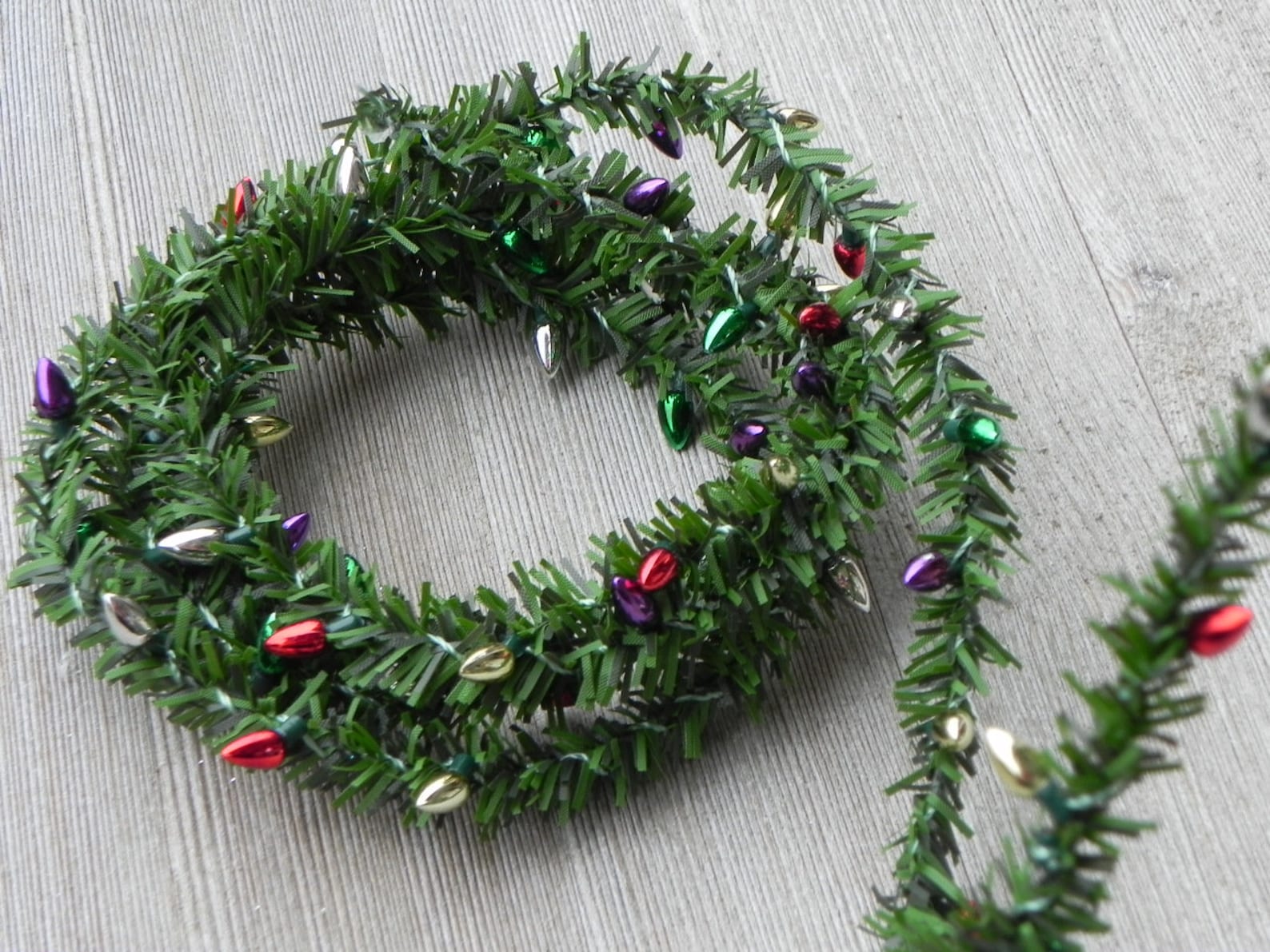 Miniature Christmas Garland Artificial Pine Wired Roping With | Etsy