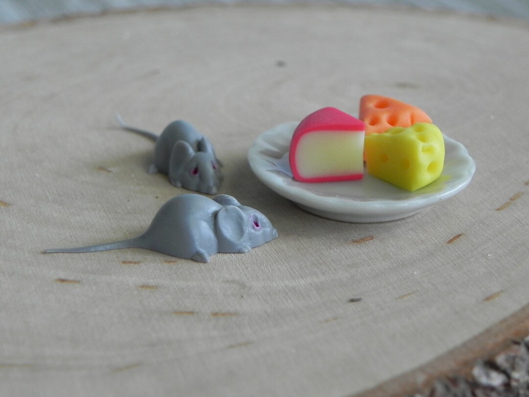 Miniature Mice Mouse, Miniature Cheese Swiss Cheddar, Miniature Ceramic ...
