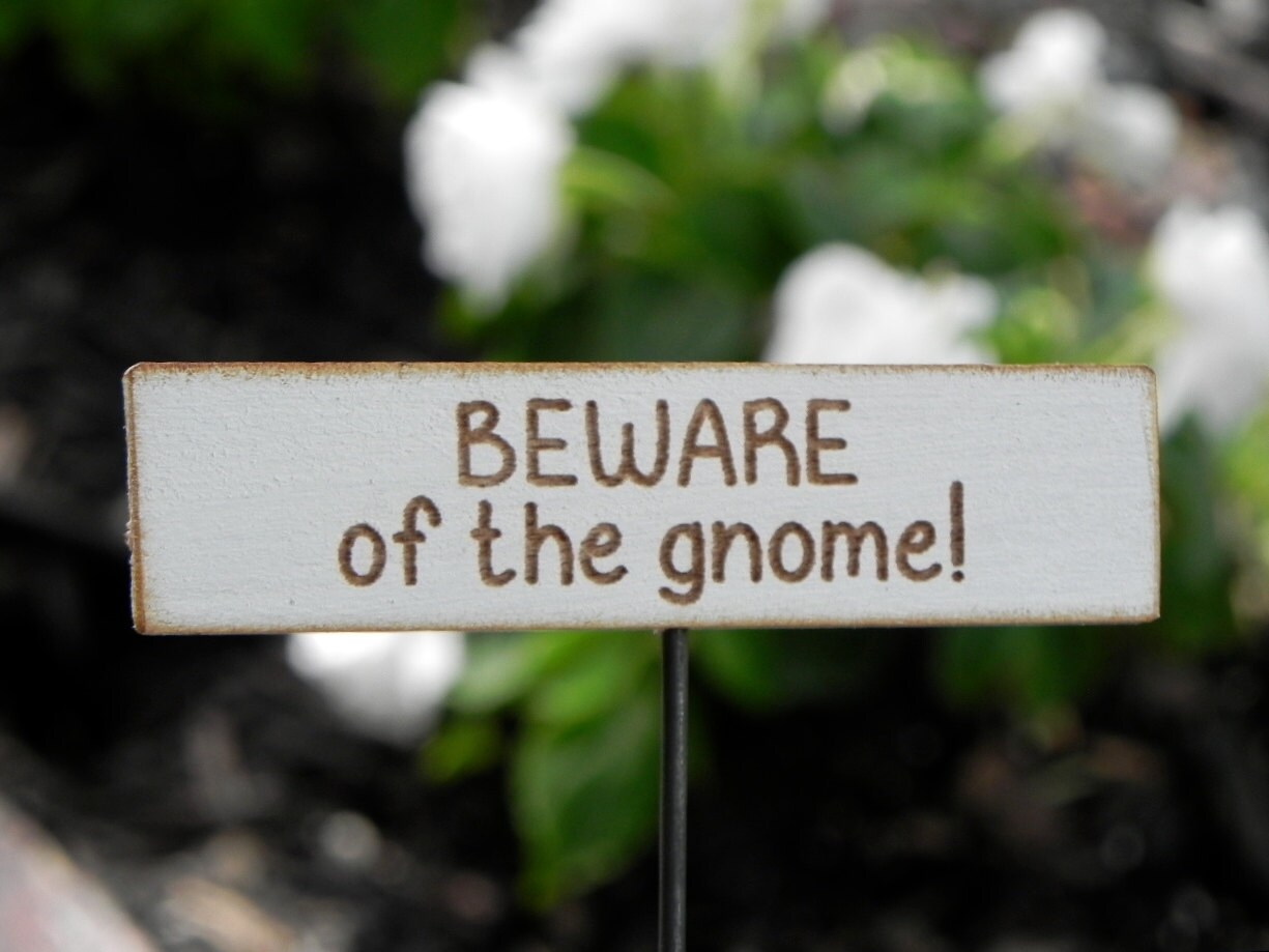 Fairy Garden sign accessories miniature BEWARE of the gnome | Etsy