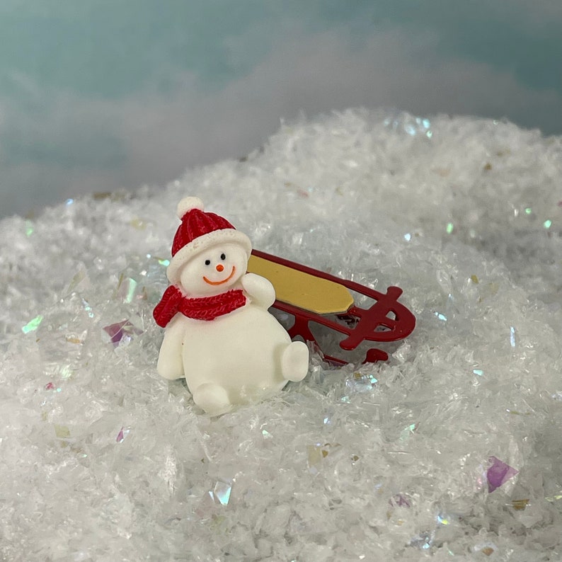Miniature Sled Snowman Sleigh Figurine, Dollhouse Fairy Garden Mini ...