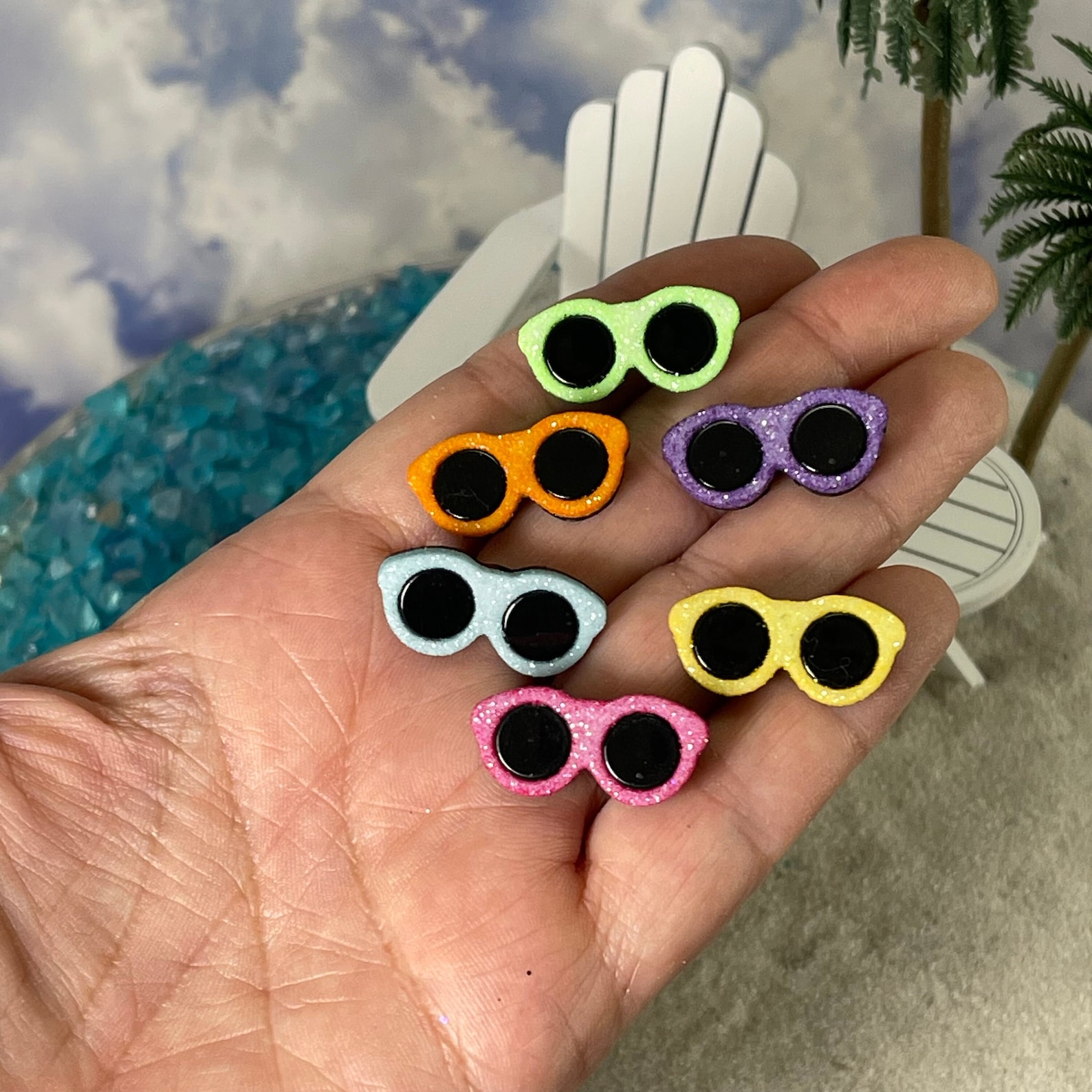 ONE Miniature Sunglasses Button Glitter, Beach Minis, Fairy Garden ...