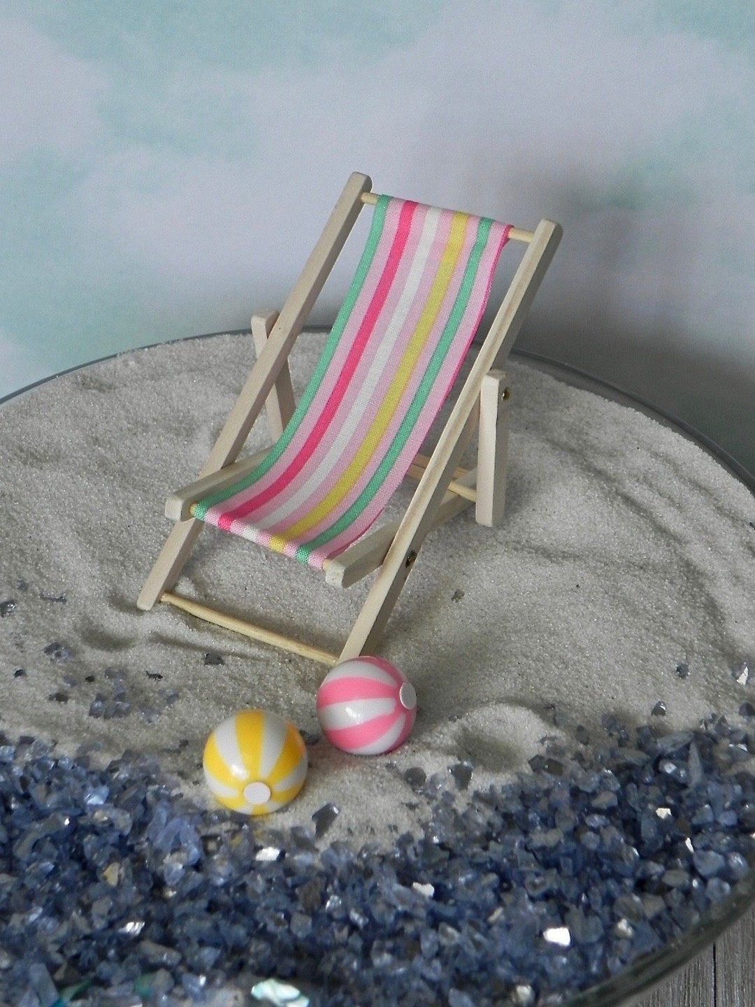 Miniature Beach Deck Chair, Pastel Stripe, Miniature Beach Ball ...