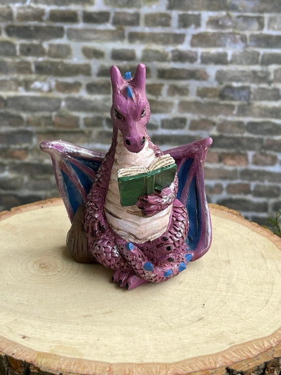 Miniature Dragon Dragon With Book Miniature Reading Dragon - Etsy