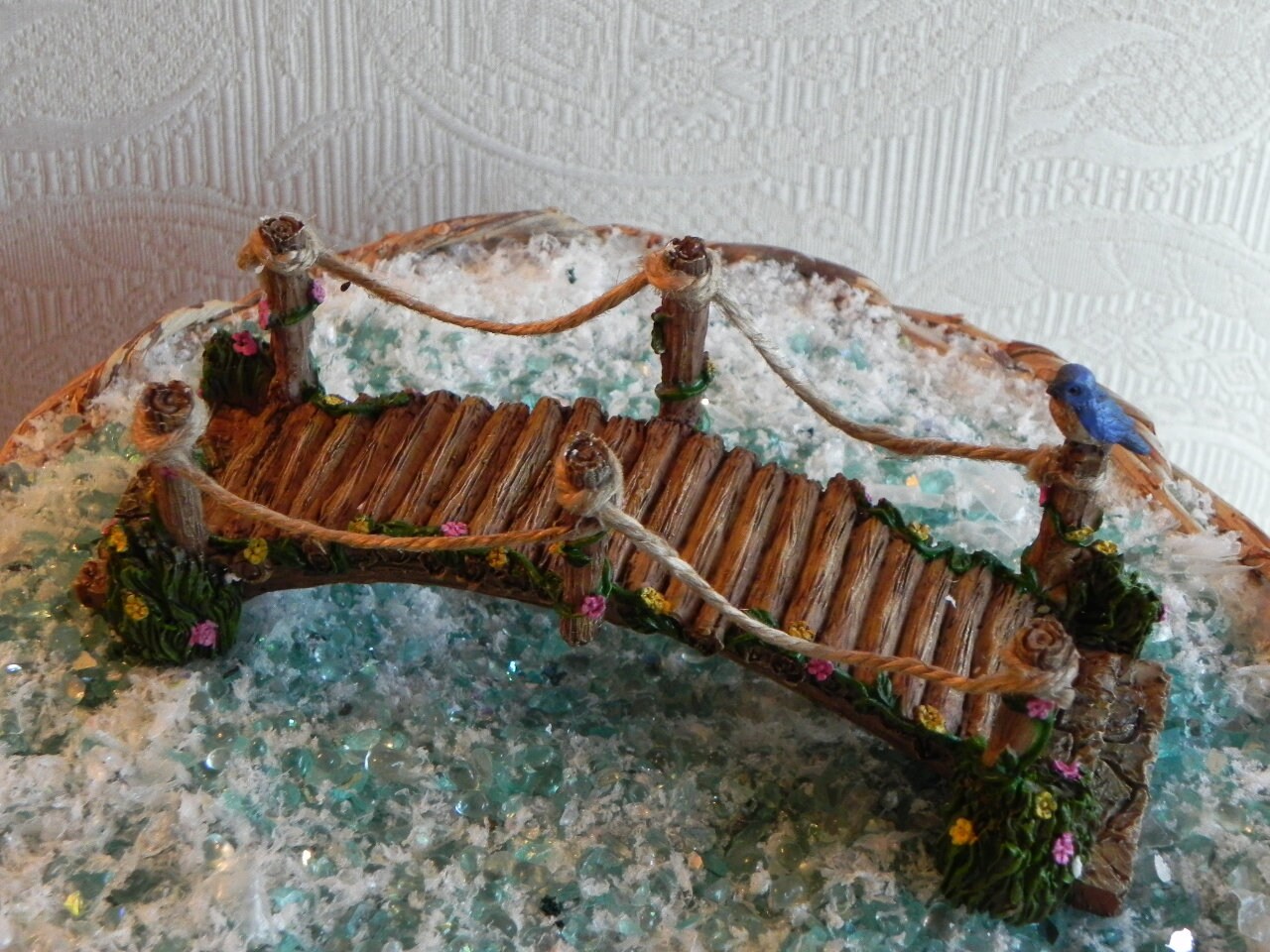 Fairy Garden Bridge, Miniature Blue Bird Bride, Fairy Garden Miniature ...