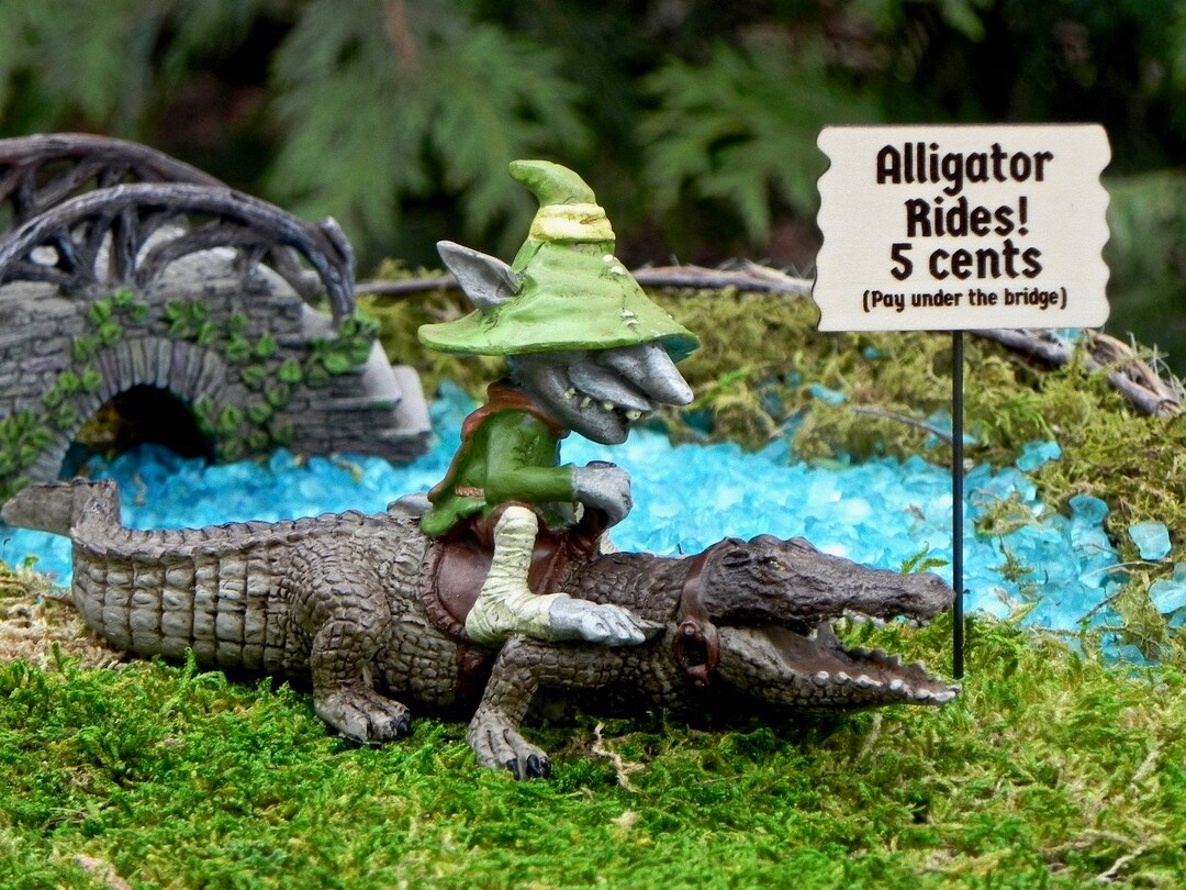Miniature Alligator, Troll, Mini Sign, Troll Garden Accessories, Boys ...