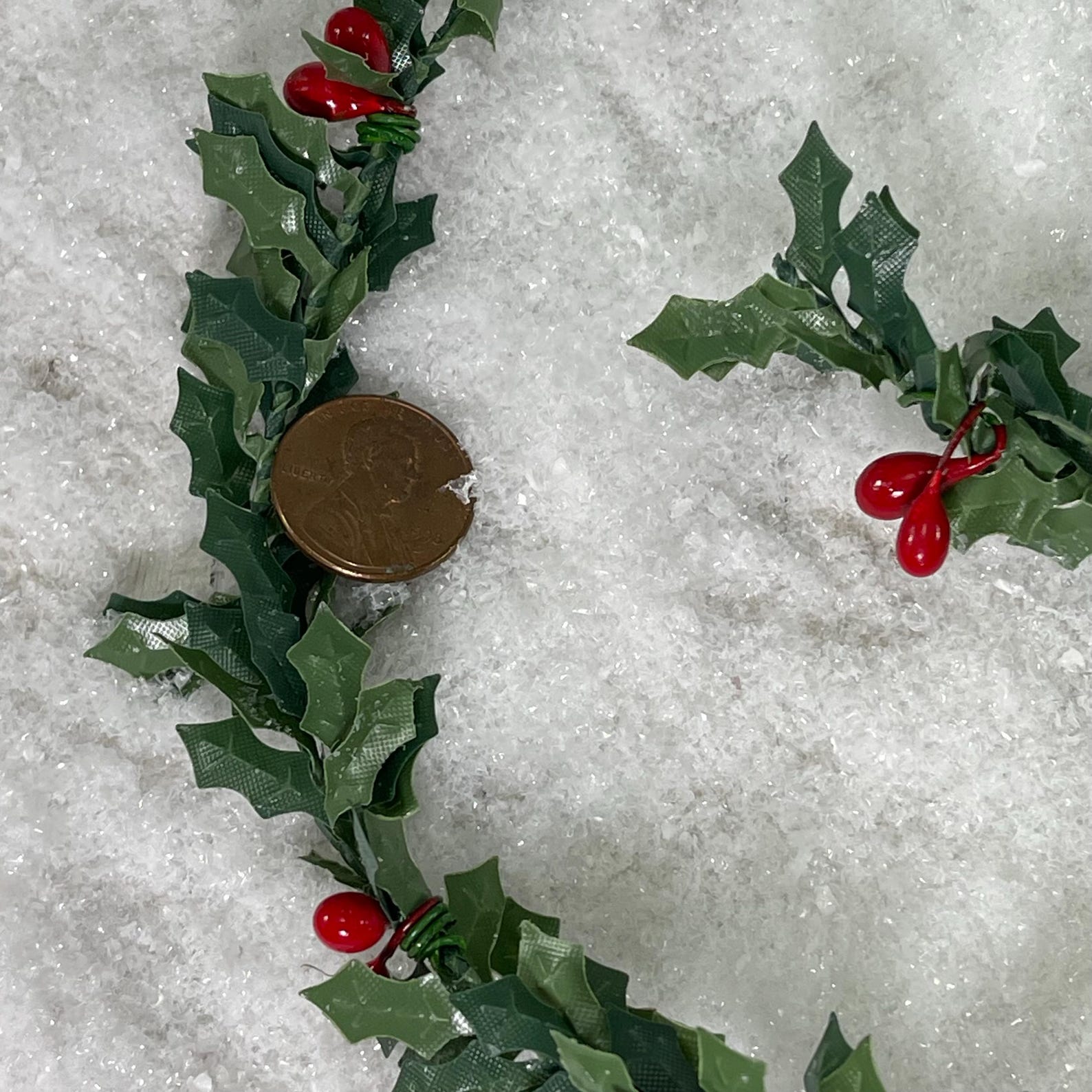 Miniature Artificial Holly Leaf Garland Roping Berries, Mini Floral ...