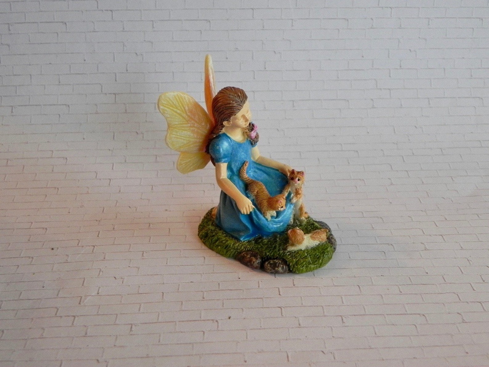 Kitten Delight Fairy With Cats, Fairy Garden Accessory, Fairy Cat ...