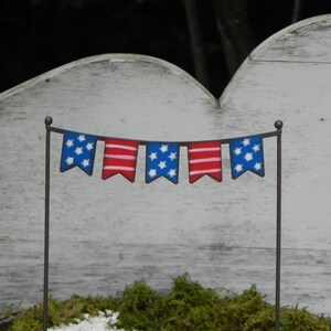 Miniature Fairy Garden Flags, Patriotic, July 4, Red White Blue Flags ...