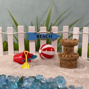 Beach Miniatures, Sand Castle, Fairy Garden Accessories, Mini Bucket ...