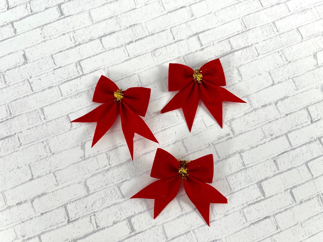 Miniature Bow, Red Faux Velvet Bow for Miniature Fence or Wreath, Craft ...
