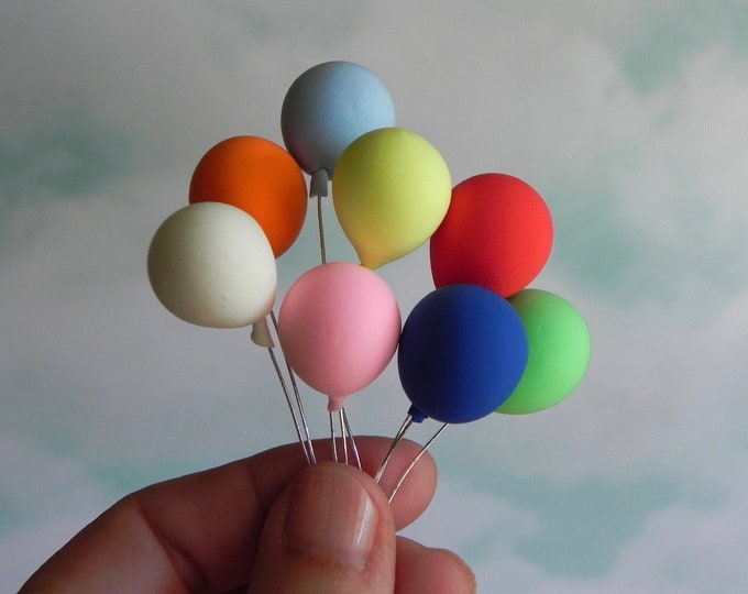 8 Miniature Balloons, Supplies for Miniature Fairy Garden Party ...