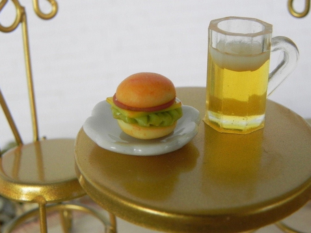 Miniature Cheeseburger Cheese Burger Ceramic Plate, Accessory for Fairy ...