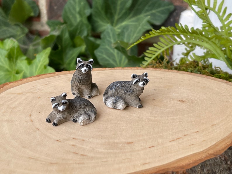 Miniature Raccoons SET of 3 miniature raccoon fairy garden | Etsy