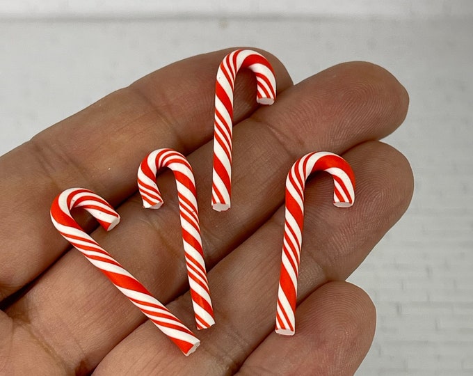 Miniature Candy Canes, Mini Embellishments, Peppermint Cane Non-edible ...