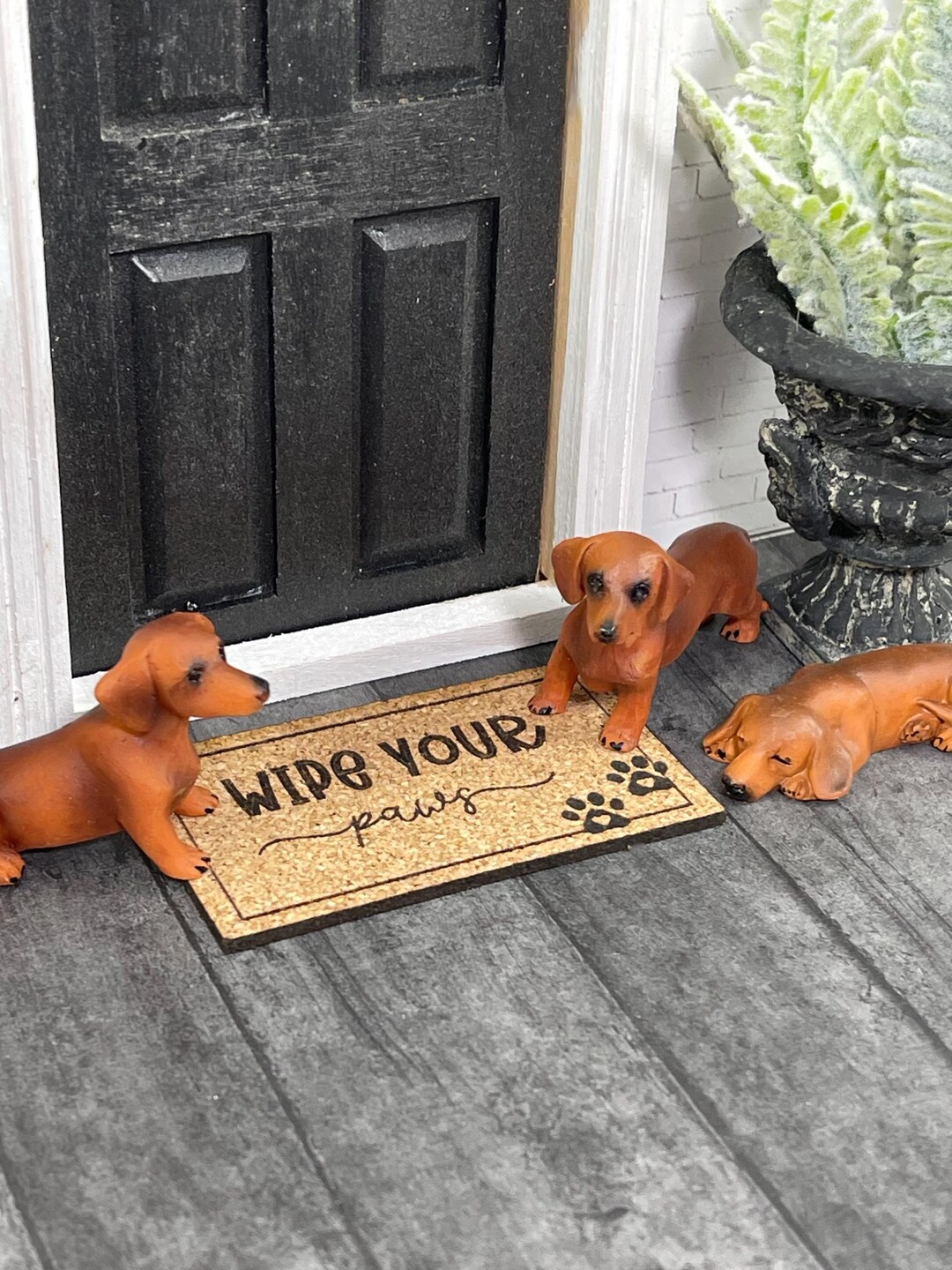 Miniature Dachshund Dollhouse Fairy Garden Figurine, Mini Pet Figure ...