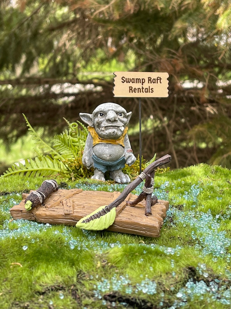 Miniature Swamp Raft, Miniature Troll, Miniature Sign, Fairy Garden ...