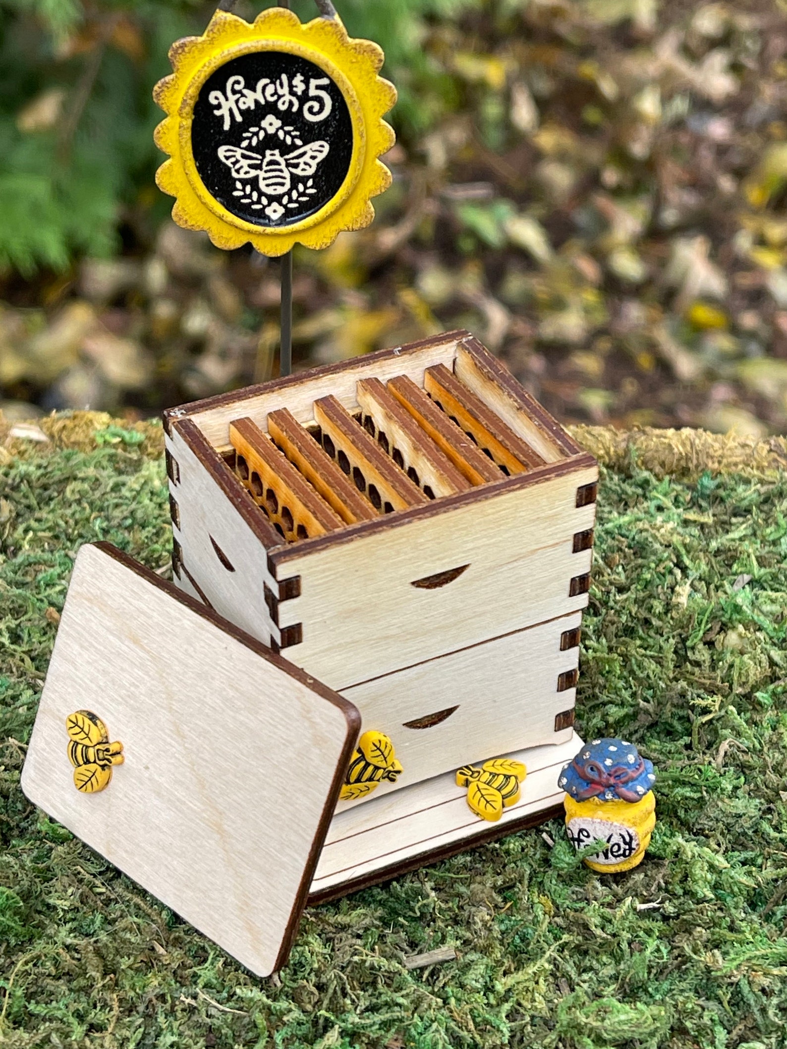 Miniature Bee Hive, Miniature Bees, Miniature Honey, Bee Keeper's Gift ...