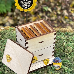 Miniature Bee Hive, Miniature Bees, Miniature Honey, Bee Keeper's Gift ...