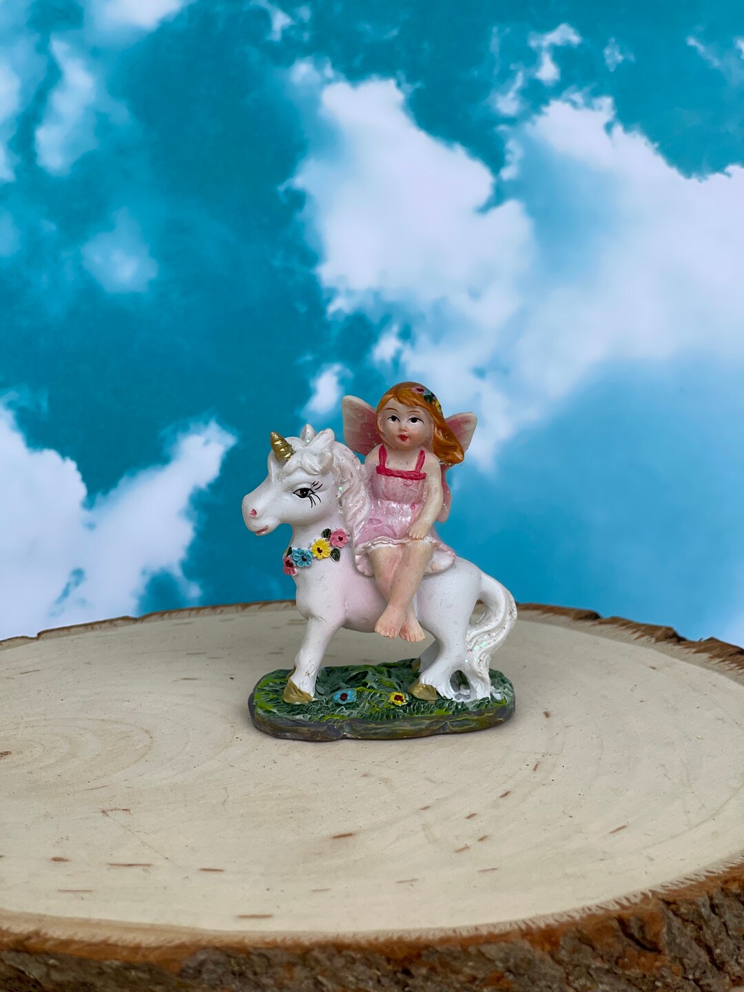 Miniature Unicorn and Fairy Pink, Fairy Garden Accessories, Figurine ...