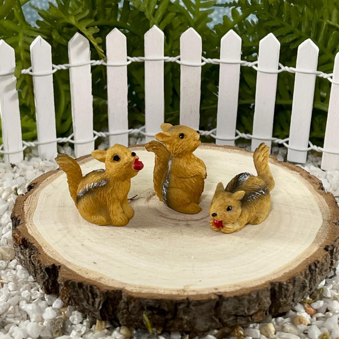 Fairy Garden Miniatures, Chipmunk Figurines, Set of 3, Miniature ...
