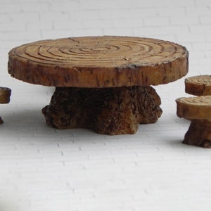 Fairy Garden Table Stools Set, Miniature Woodland Table and Stools, 5 ...