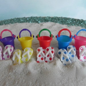 Miniature Beach Bucket Assorted Colors, Mini Flip Flops, Flip Flop Sold ...