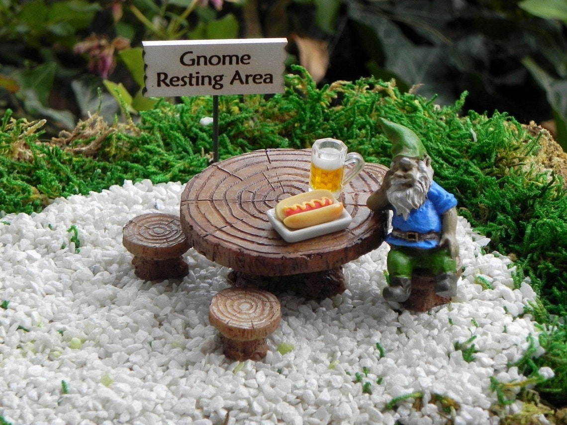 Fairy Garden Table Stools Set Miniature Woodland Table and | Etsy