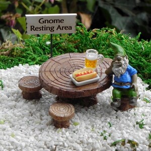 Fairy Garden Table Stools Set, Miniature Woodland Table and Stools, 5 ...