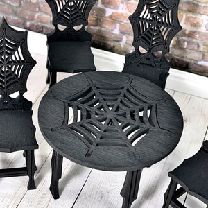 Miniature Halloween Table Chairs, Spooky Gothic Witch Haunted Parlor ...
