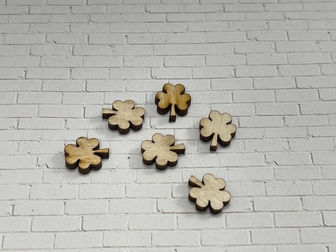 Miniature Shamrock Cutouts, Laser Cut Clover Shape, Natural Baltic ...