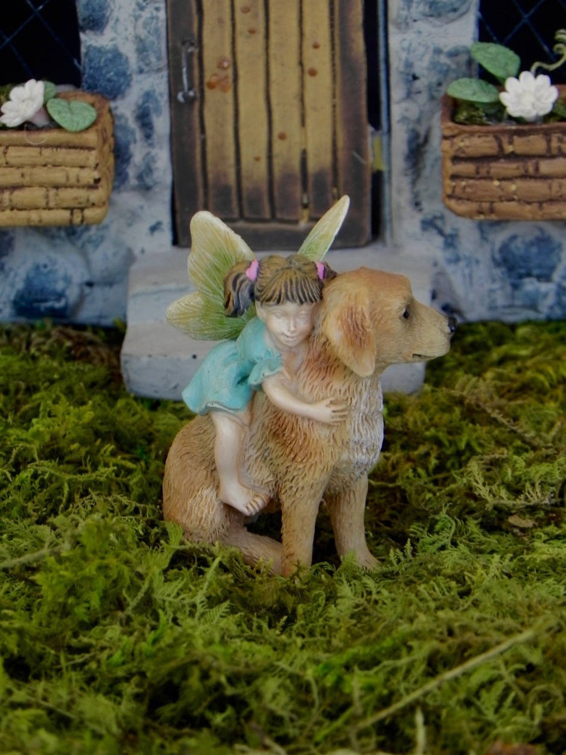 Fairy Garden Fairy Riding a Puppy Dog Miniature Supply Mini | Etsy