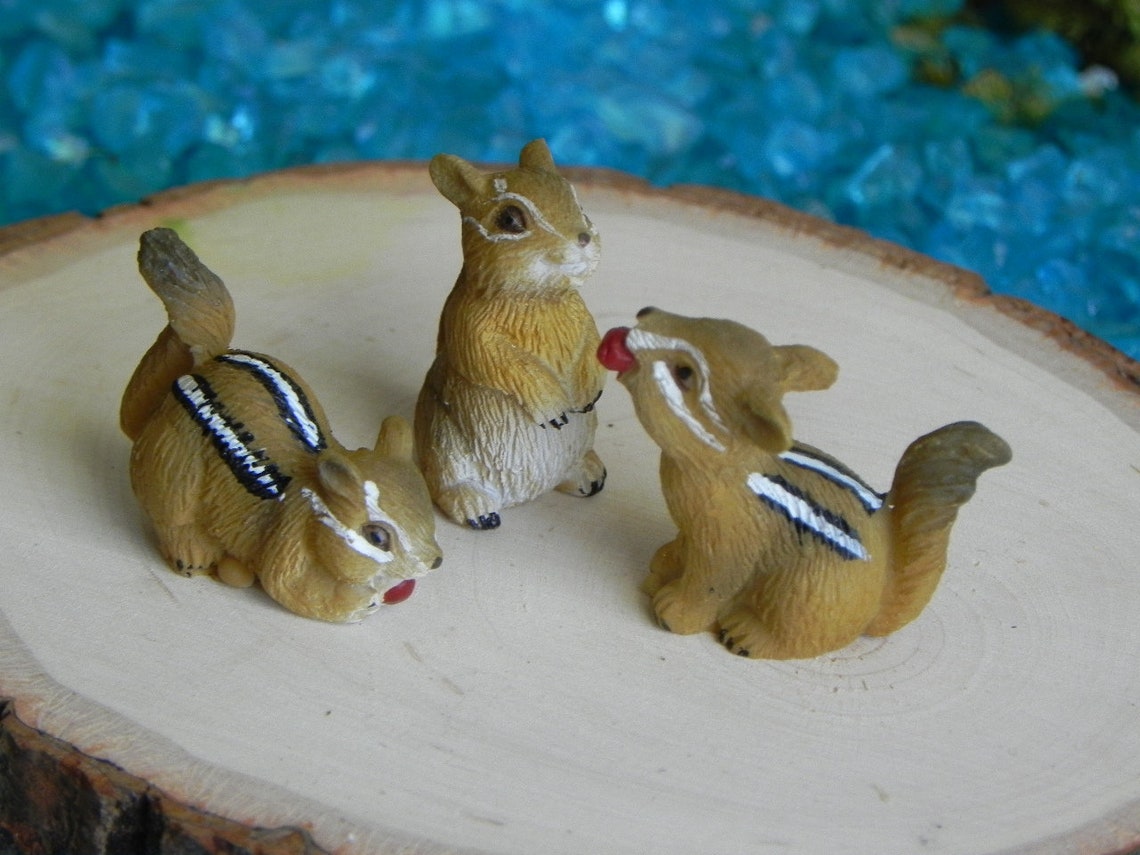 Fairy Garden Miniatures Chipmunk Figurines Set of 3 | Etsy
