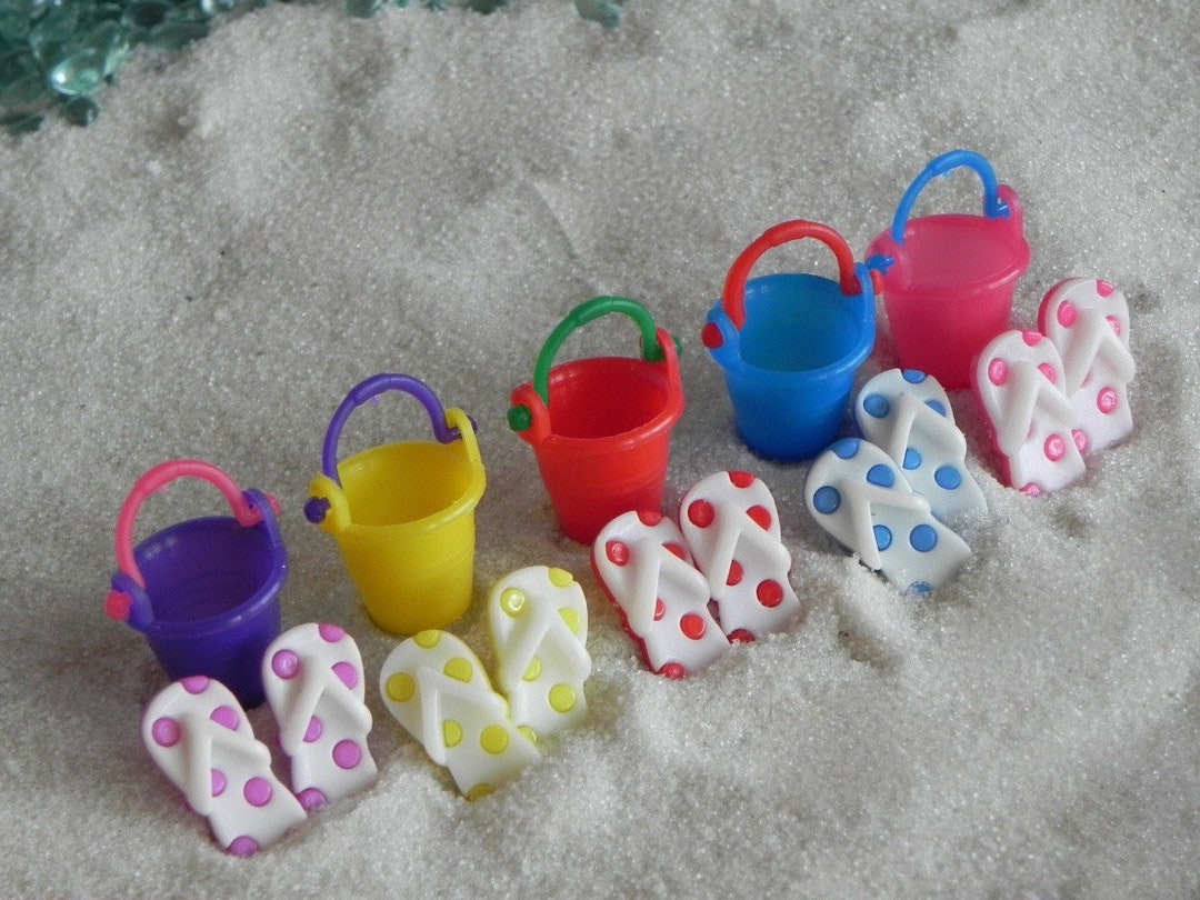 Miniature Beach Bucket Assorted Colors, Mini Flip Flops, Flip Flop Sold ...
