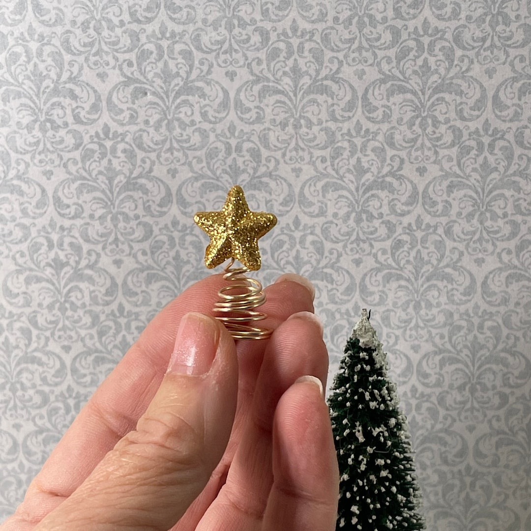 Miniature Christmas Tree Topper, Gold Glitter Star Embellishment ...