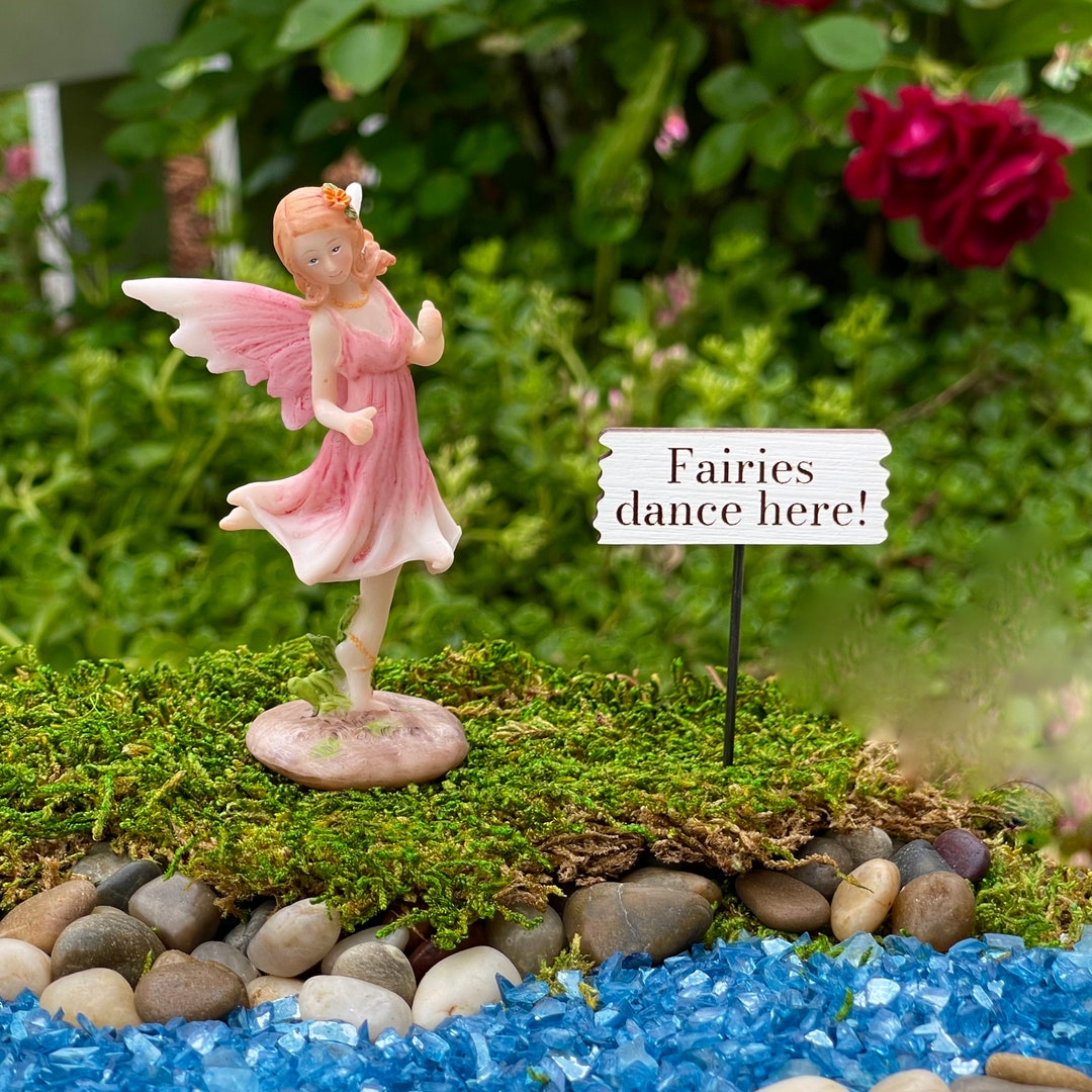 Dancing Fairy Garden Accessory, Fairies Dance Here Sign, Miniature ...