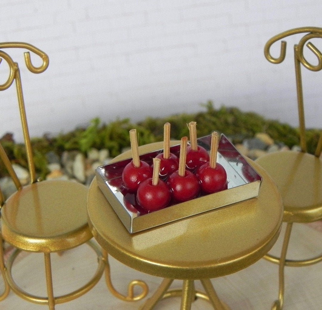 Miniature Candy Apples on Tray, Dollhouse Kitchen Miniatures, Fairy ...