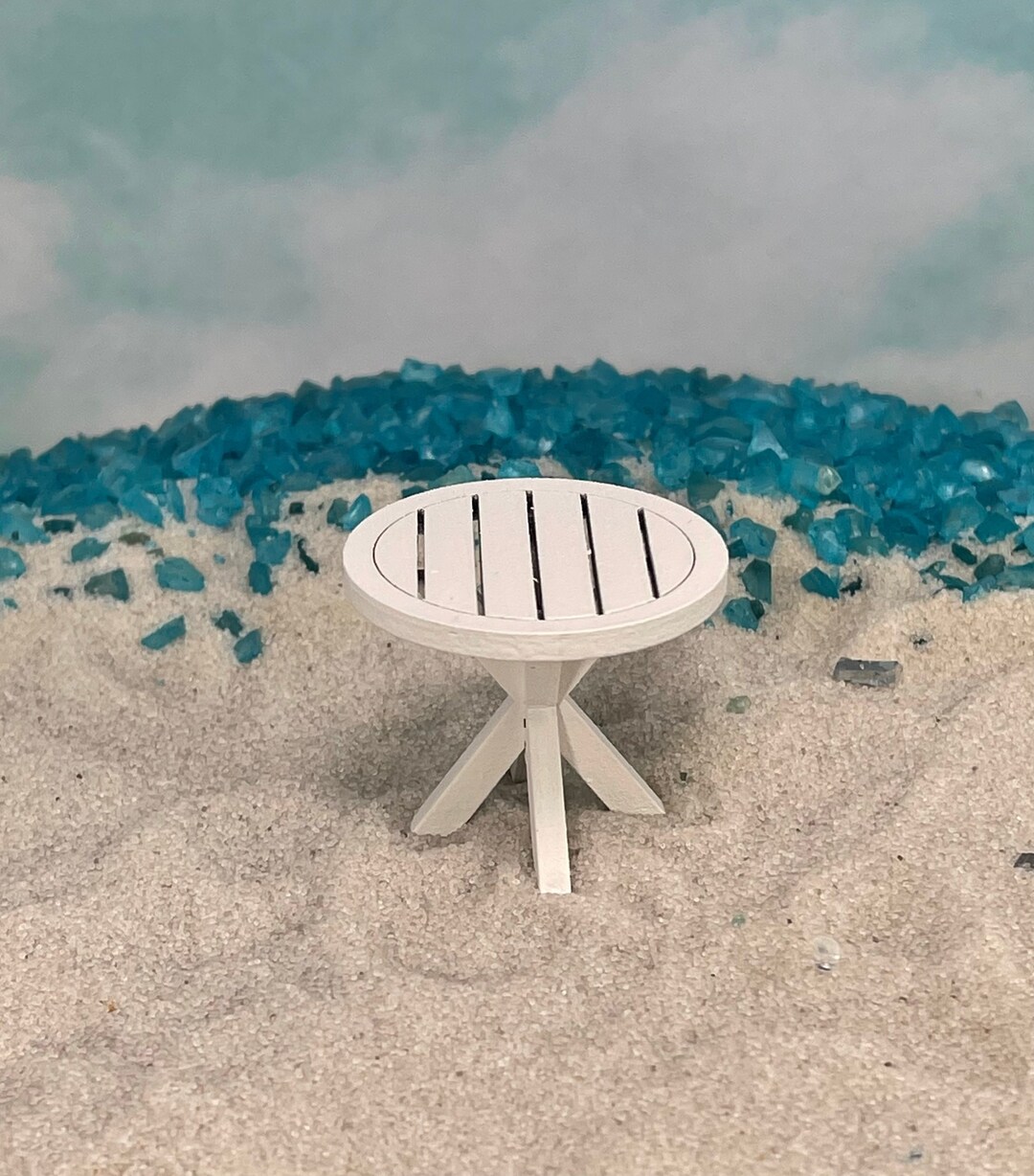 Miniature Round Table, Side Table for Adirondack Chairs, Wooden ...