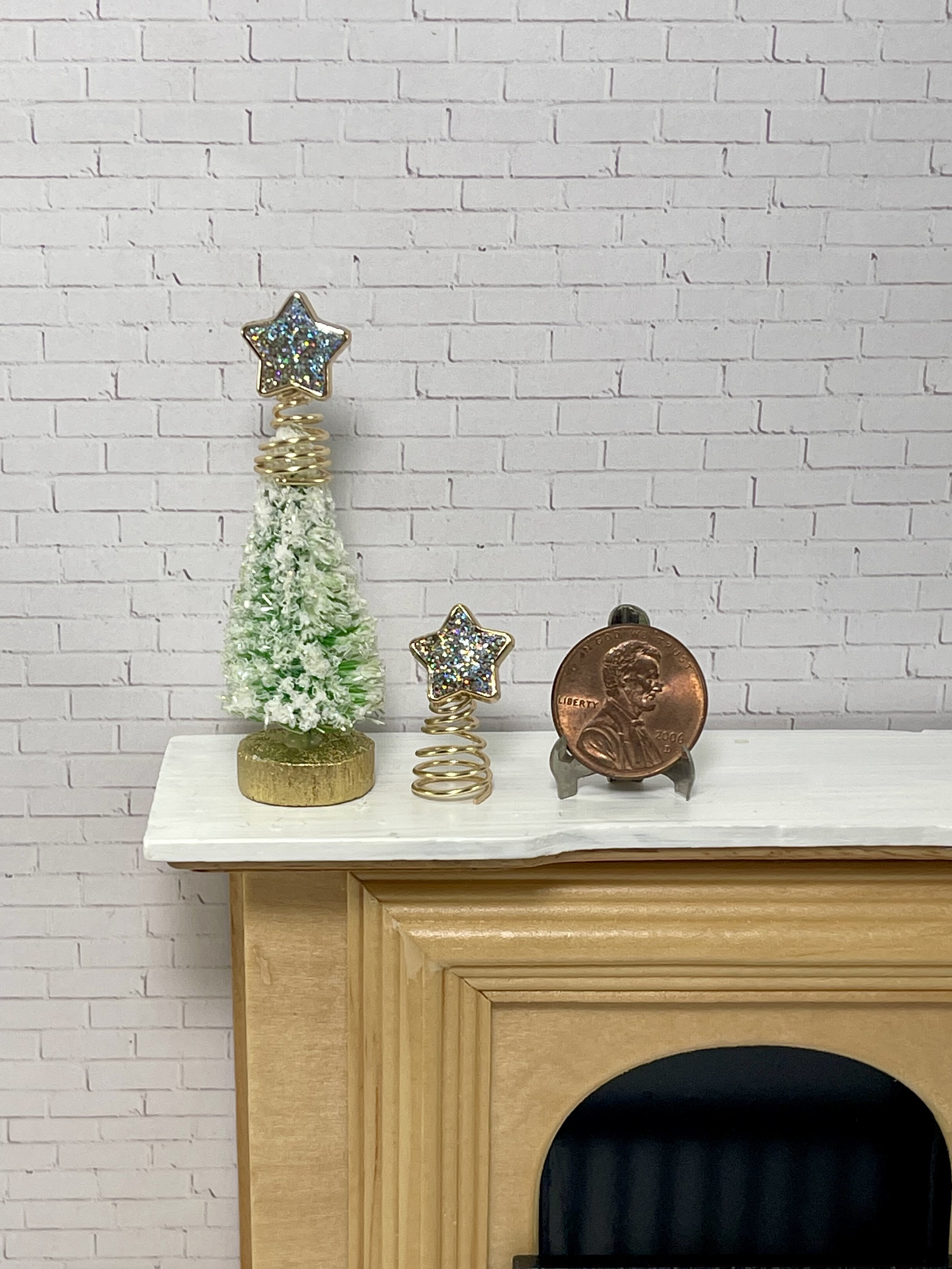 Miniature Christmas Tree Topper, Gold Glitter Star Embellishment ...
