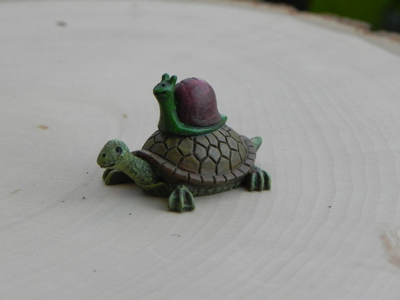 Fairy Garden Turtle and Snail along for the ride miniature | Etsy