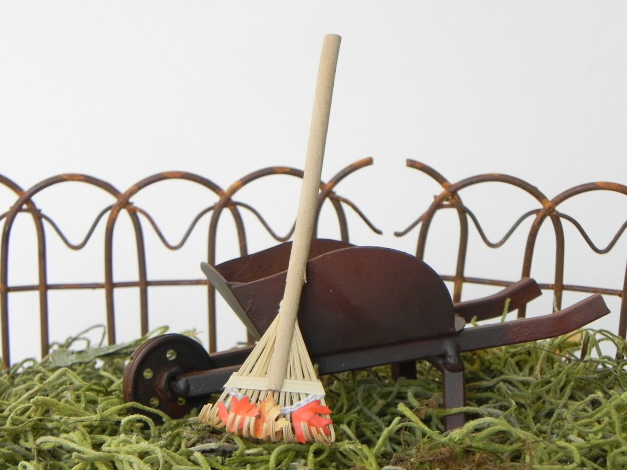 Miniature Garden Rake With Fall Leaves, Halloween Miniatures, Fairy ...