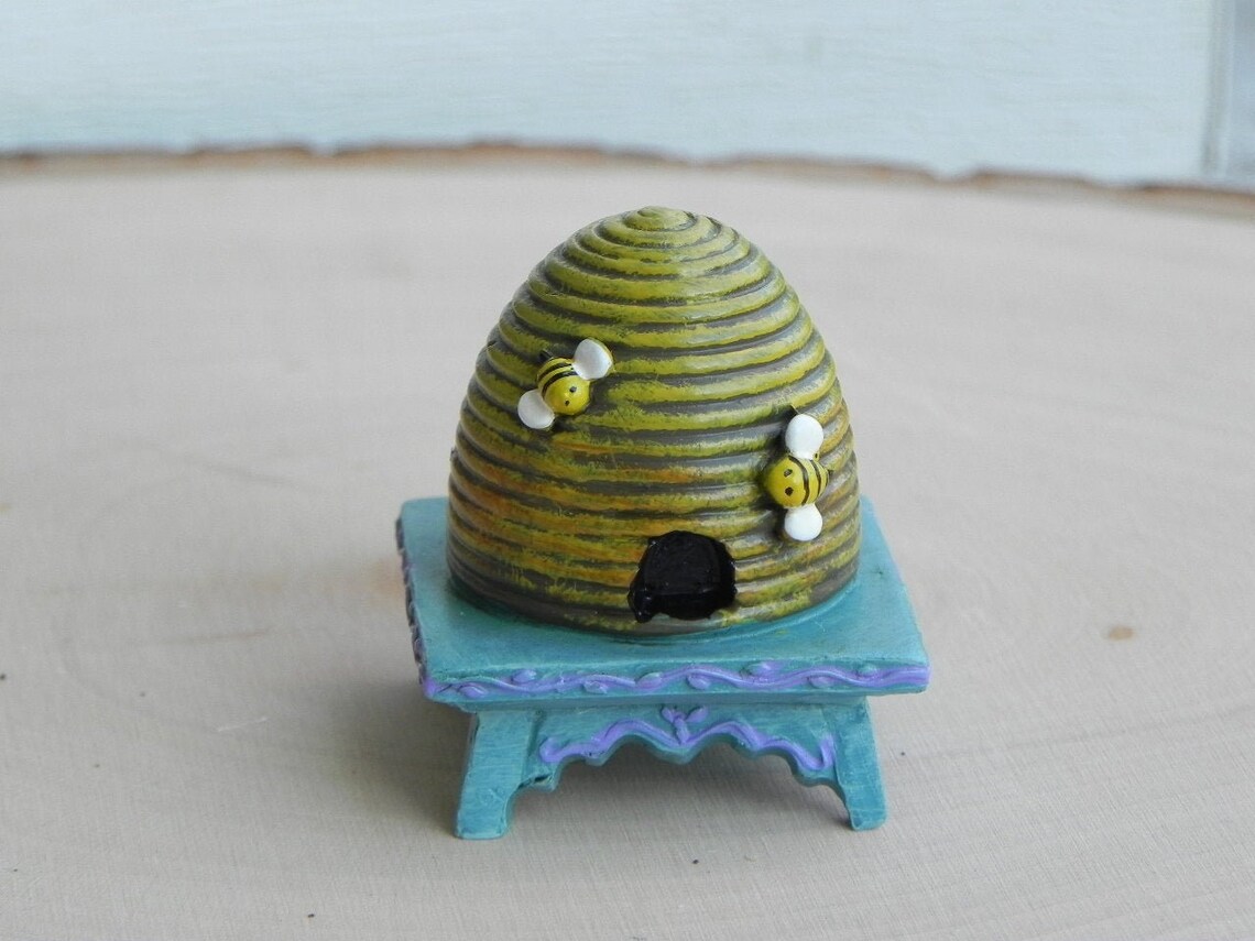 Fairy Garden Beehive Bee Skep Bee Hive on Stand Fairy | Etsy
